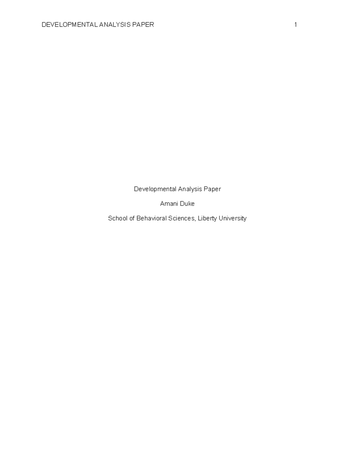 Developmental Analysis Paper - I will aim to demonstrate a working ...