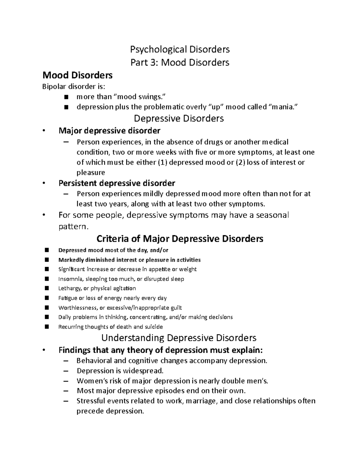 Ch. 15 Pt. 3 - Psychological disorders - Psychological Disorders Part 3 ...