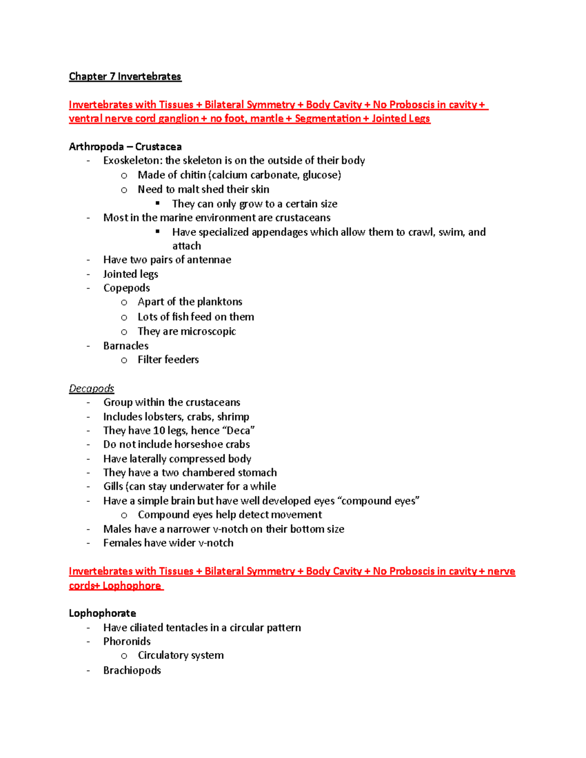 Invertebrates - Chapter 7 Invertebrates Invertebrates with Tissues ...