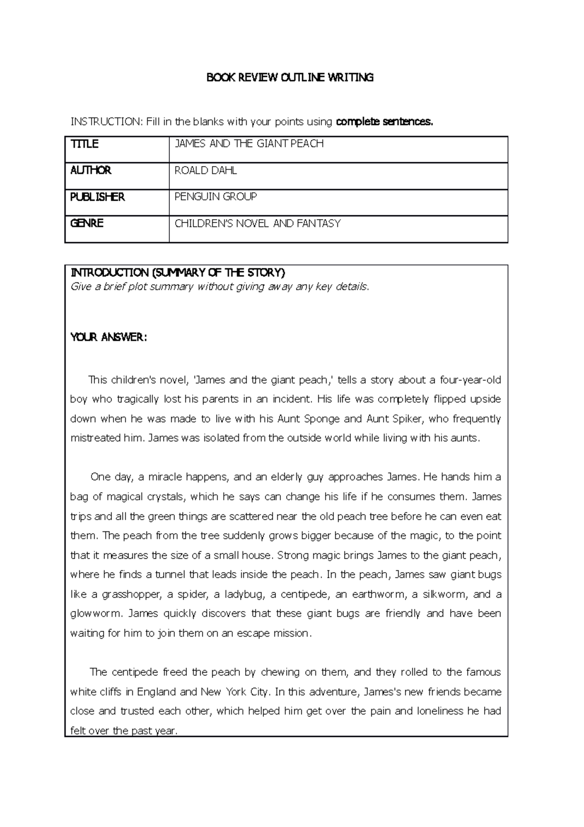 BOOK Review Outline Writing[new) - BOOK REVIEW OUTLINE WRITING ...