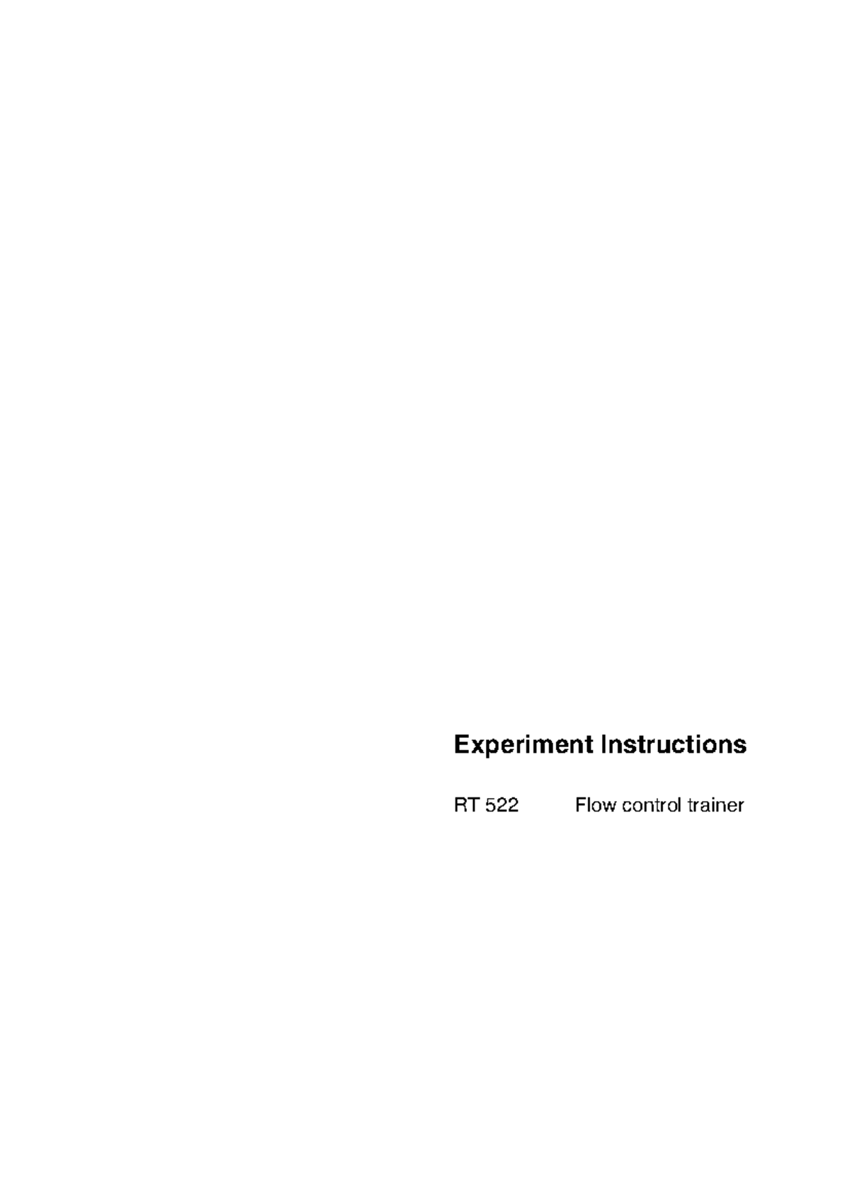 Flow control trainer - Experiment Instructions RT 522 Flow control ...