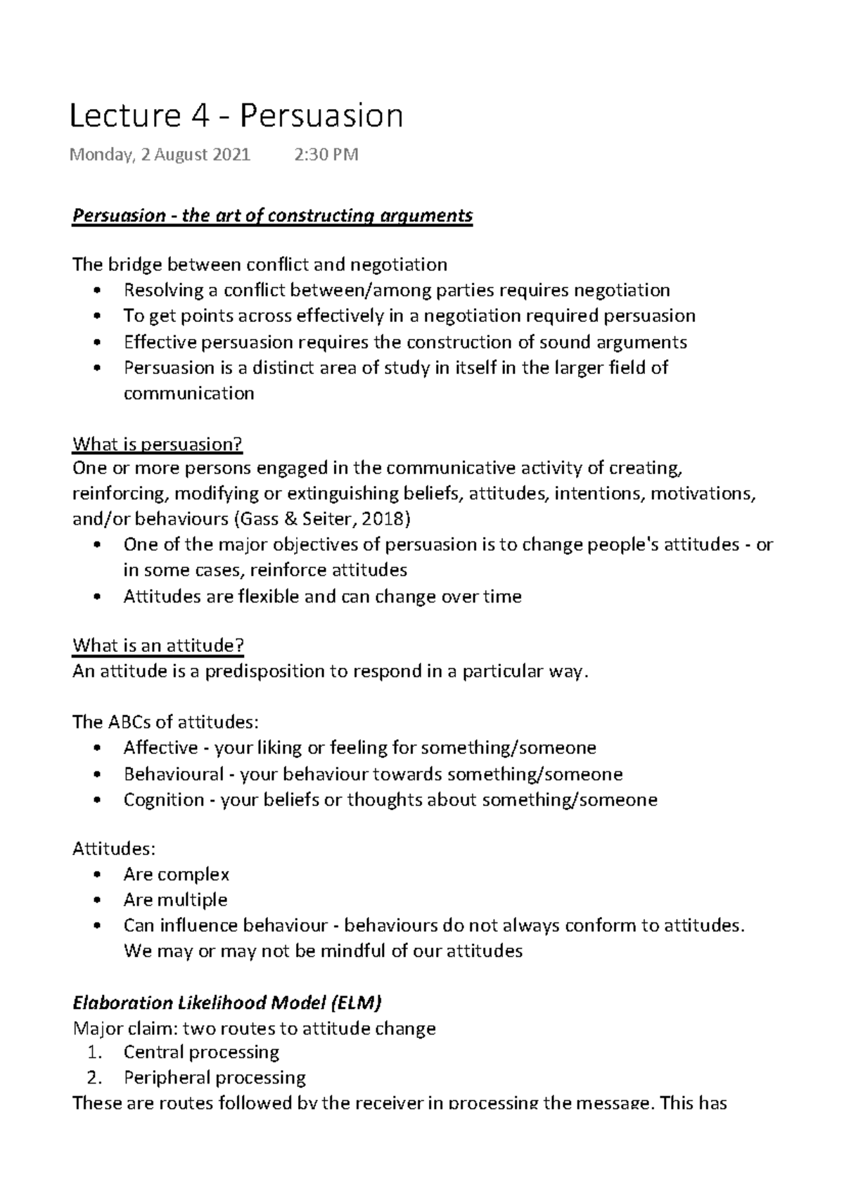 Lecture 4 - Persuasion - Persuasion -the art of constructing arguments ...