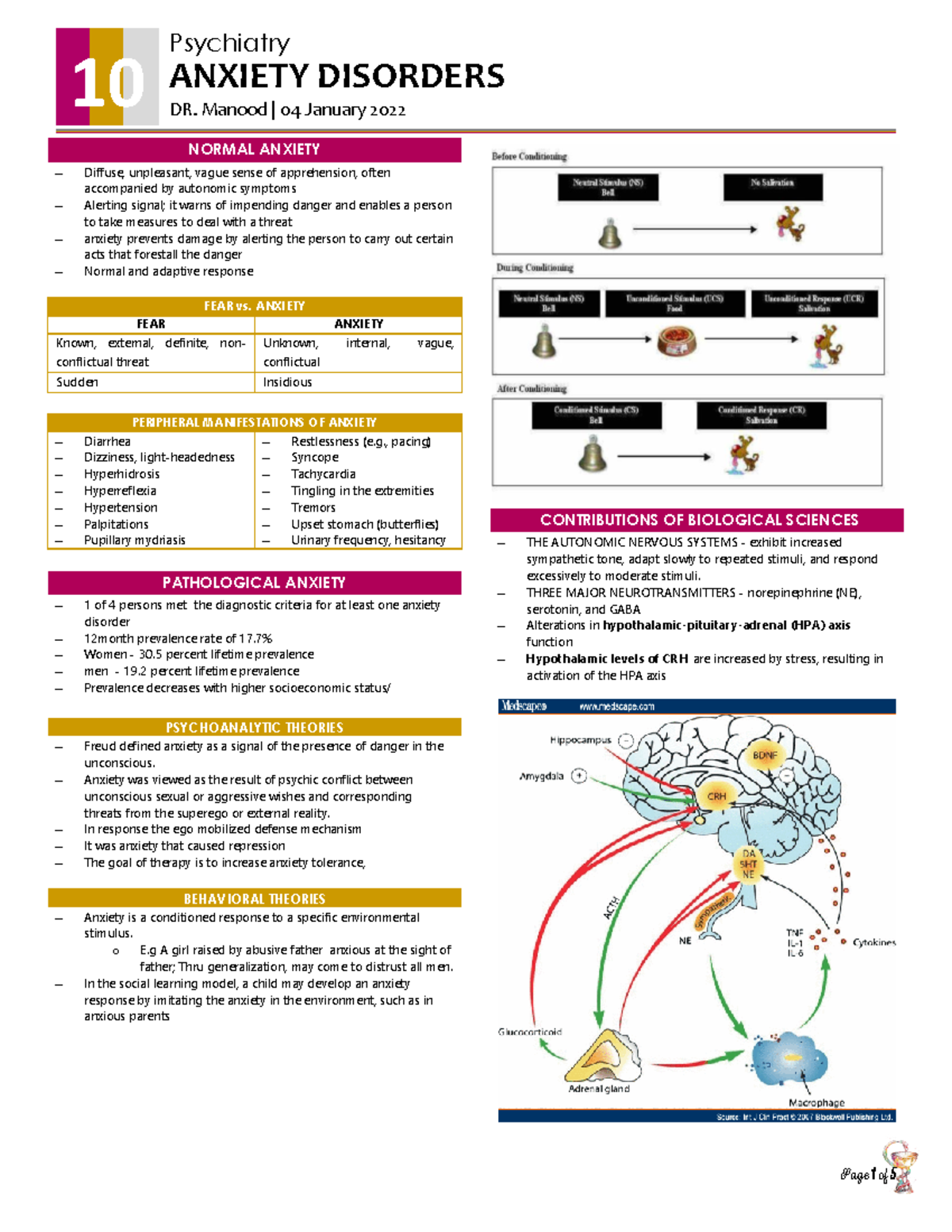 10. Anxiety Disorders - CTTO. Just some notes got from Twitter ...