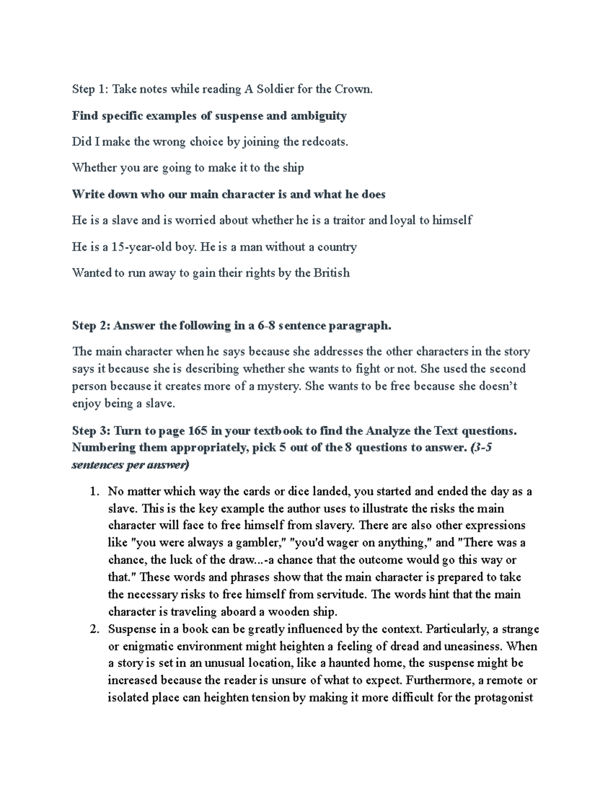 Untitled document - weww3 - Step 1: Take notes while reading A Soldier ...