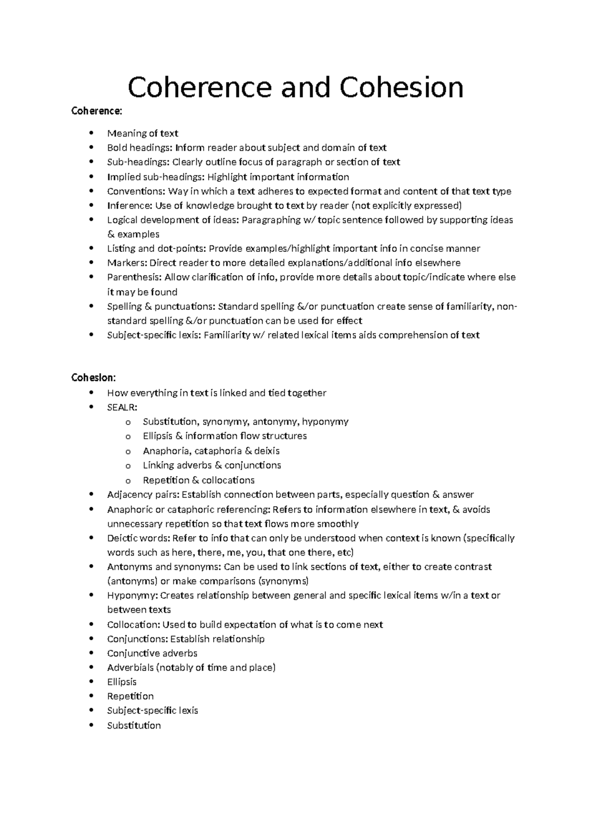 Coherence and Cohesion - Coherence and Cohesion Coherence: Meaning of ...