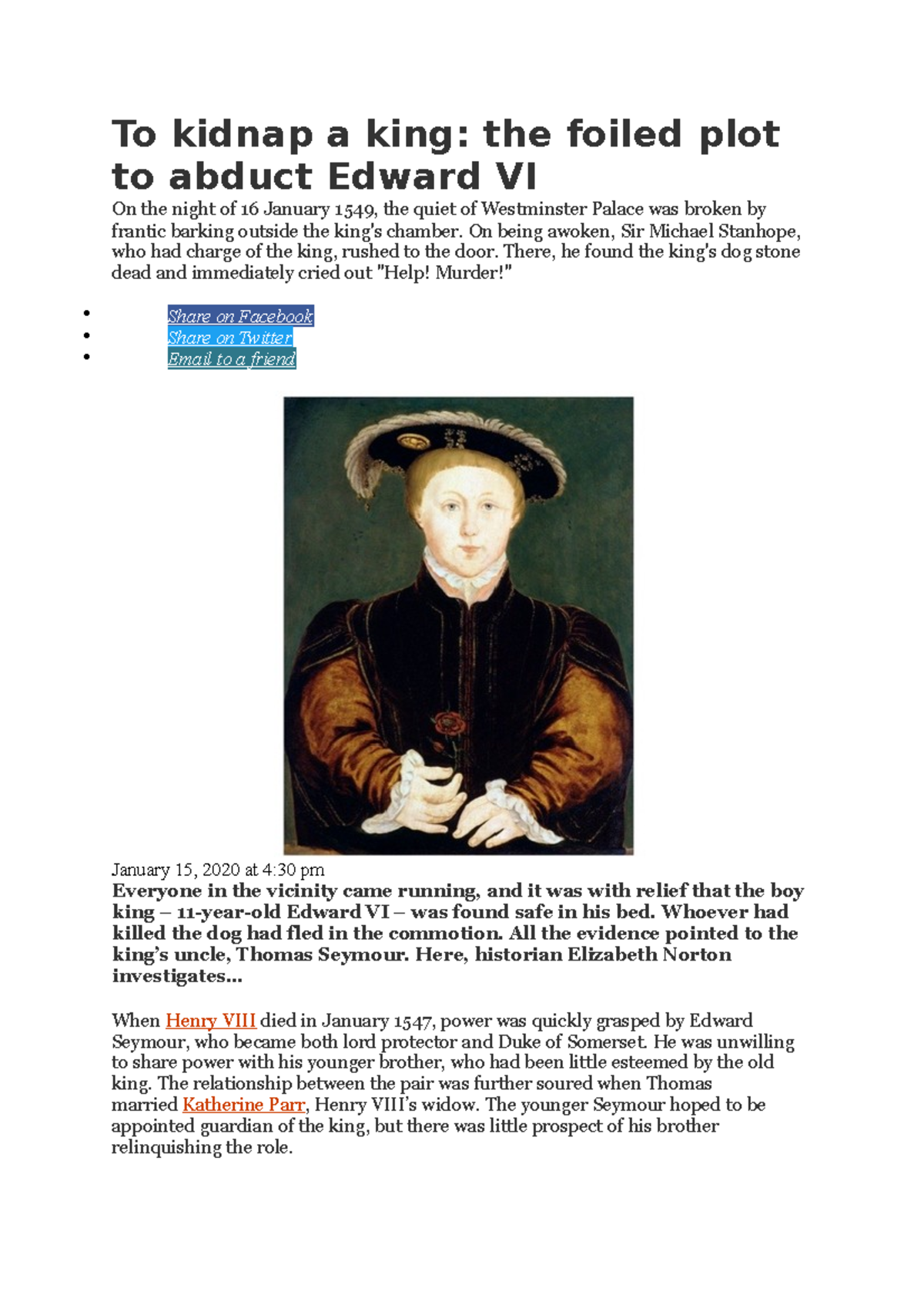 To kidnap a king - edward vi notes tudors - To kidnap a king: the ...