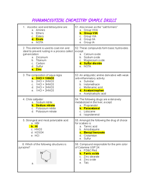 Module 1 Pharmaceutical Chemistry Drills - Module 1: Pharmaceutical ...