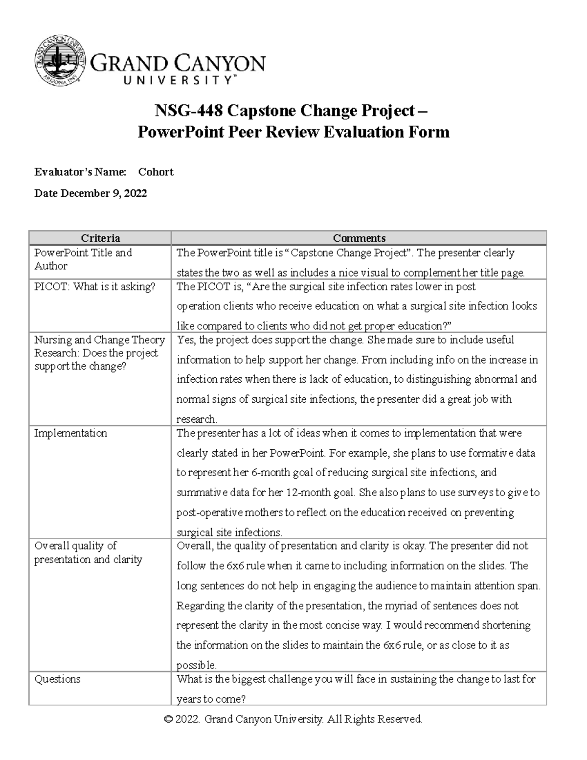 Peer Review Template Project