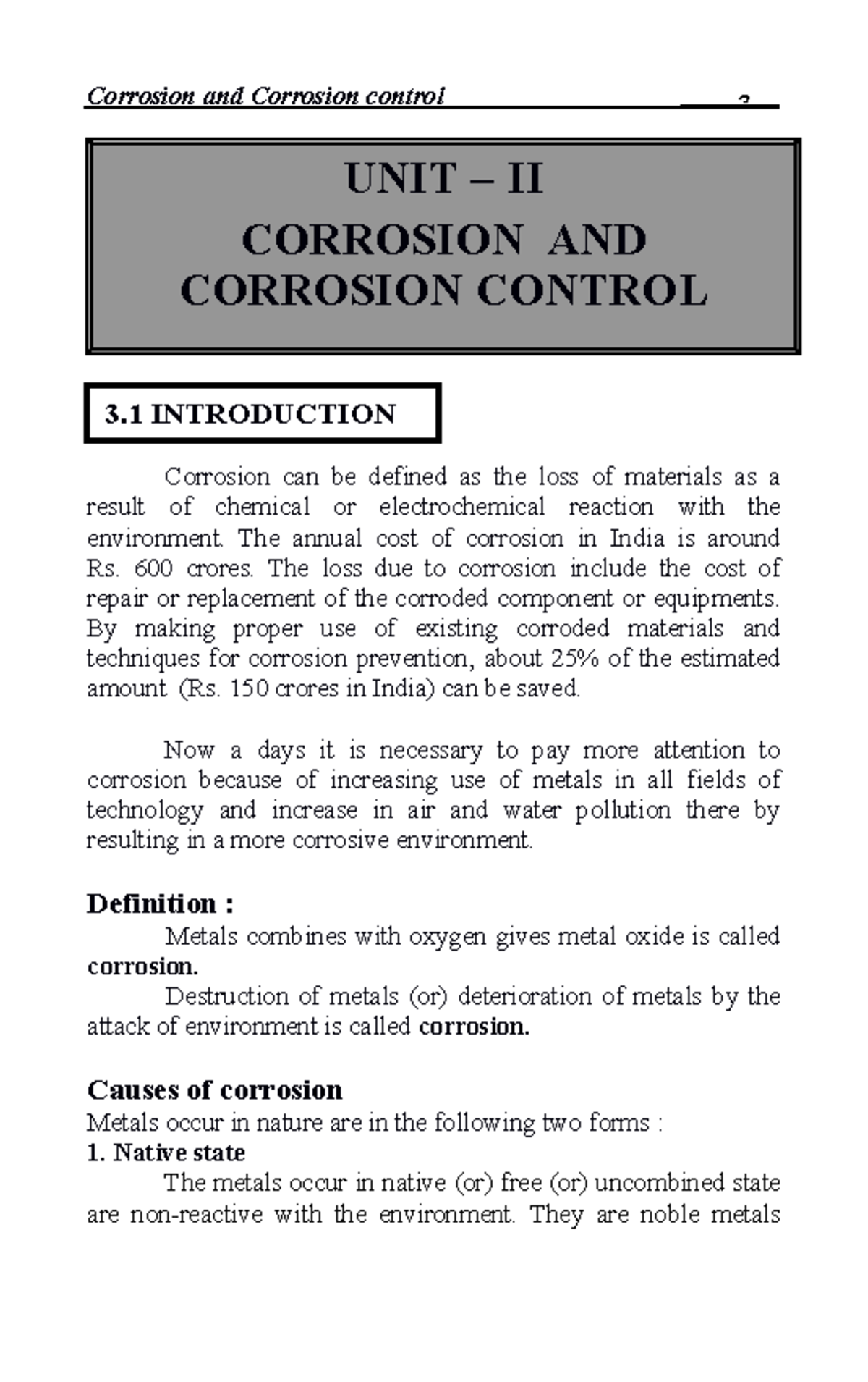 2008 Unit-IICorrosionandcorrosioncontrol - Corrosion and Corrosion ...