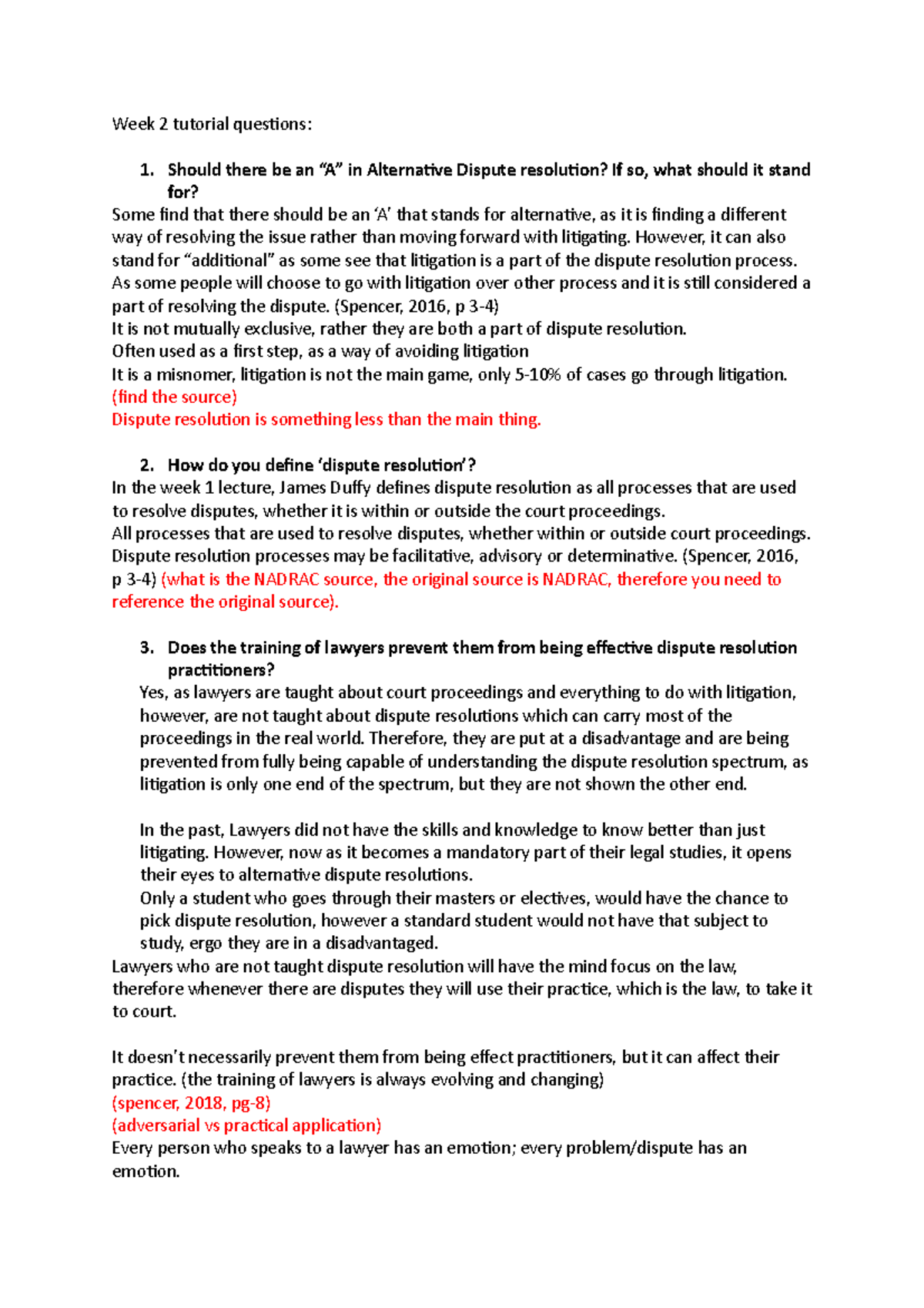 Week 2 tutorial questions - Week 2 tutorial questions: Should there be an “A” in Alternative ...