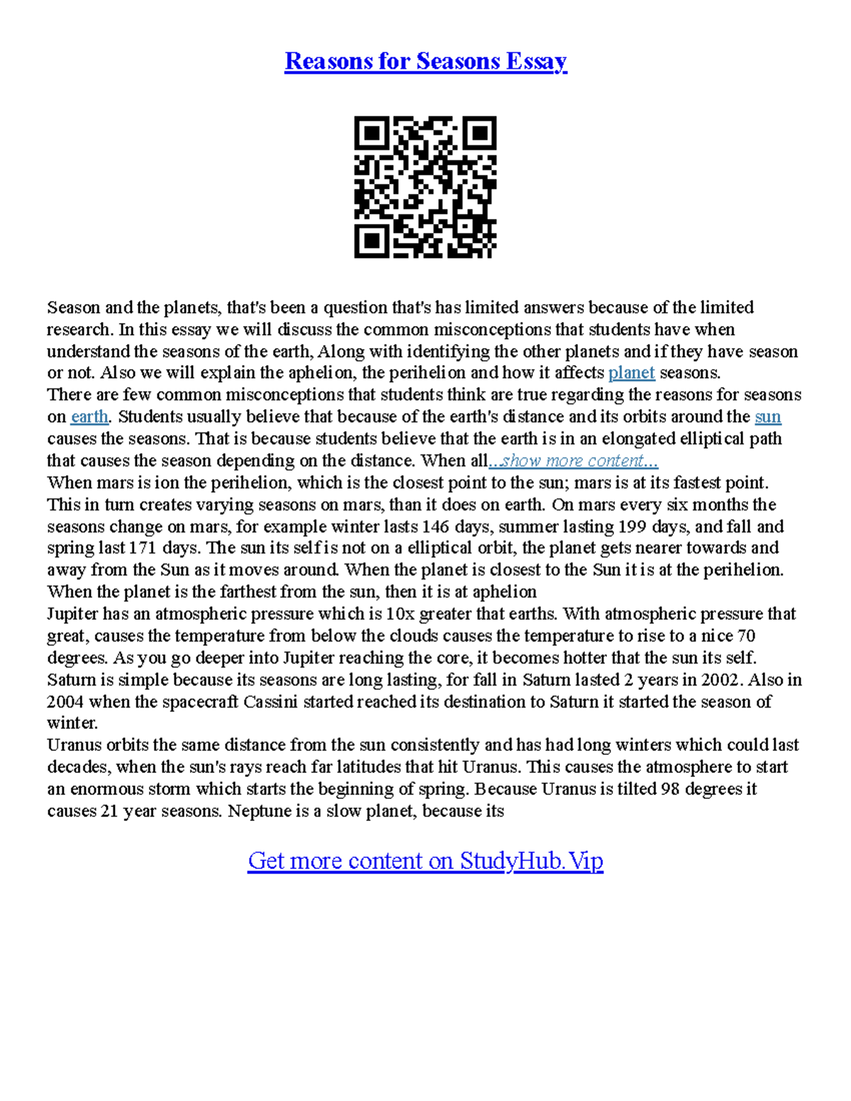 Spring Season Essay For Kids - Reasons for Seasons Essay Season and the ...