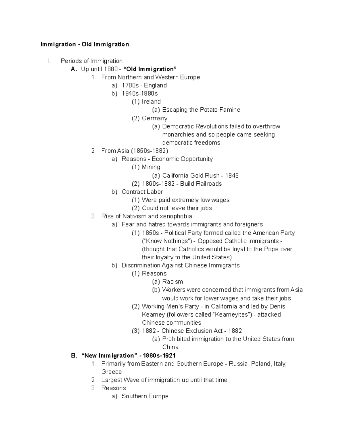 Regents Review - Immigration SD - Immigration - Old Immigration I ...