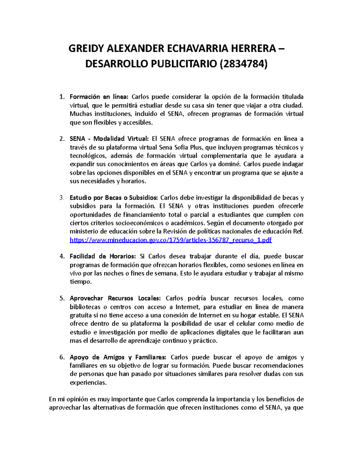 CASO DE Carlos - GREIDY ALEXANDER ECHAVARRIA HERRERA – DESARROLLO ...