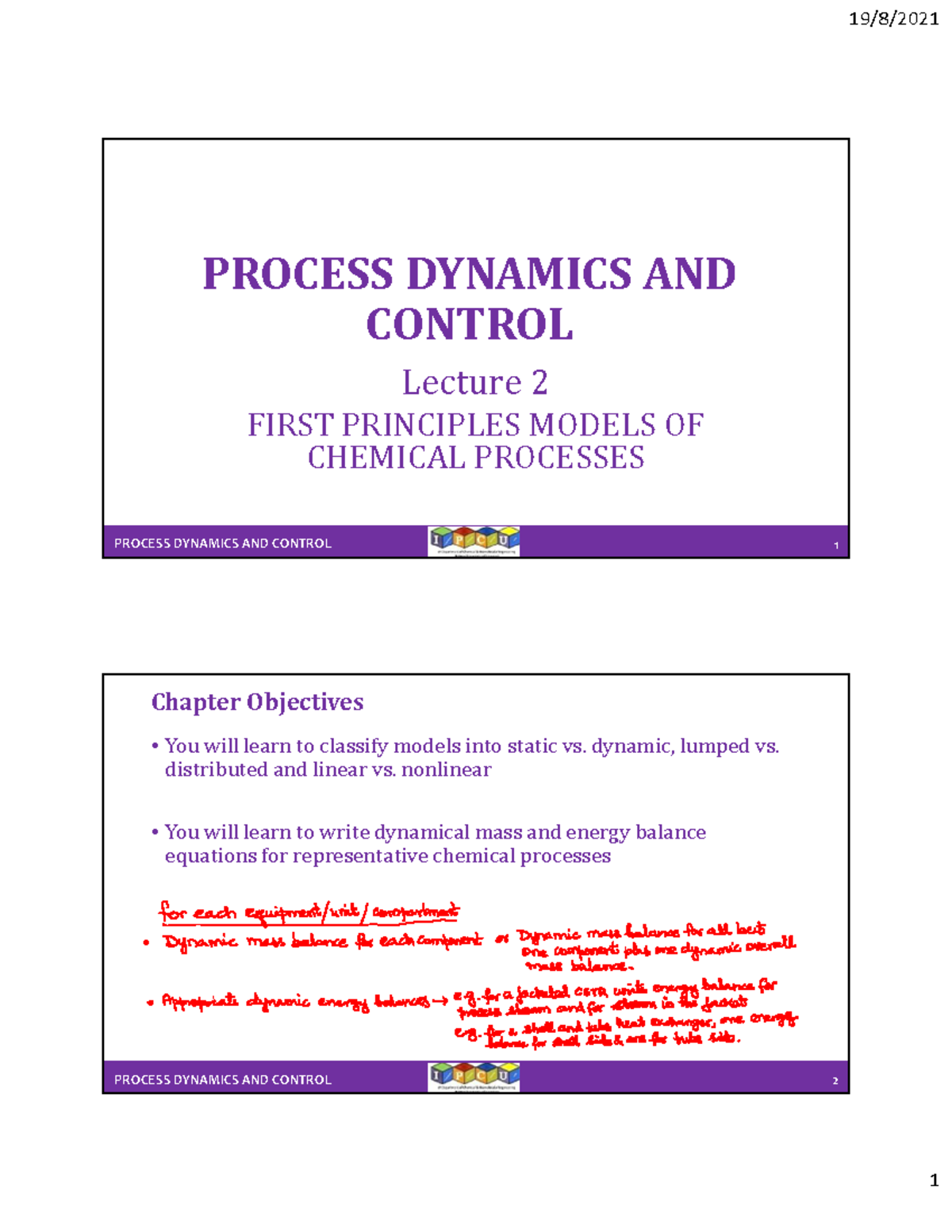 Topic 2 First Principles Modeling design - PROCESS DYNAMICS AND CONTROL ...