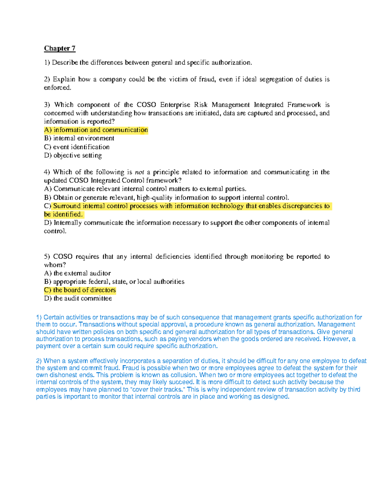 Tut 7 Chapter 7 (Q) - Tutorial - Chapter 7 Describe the differences between general and specific ...