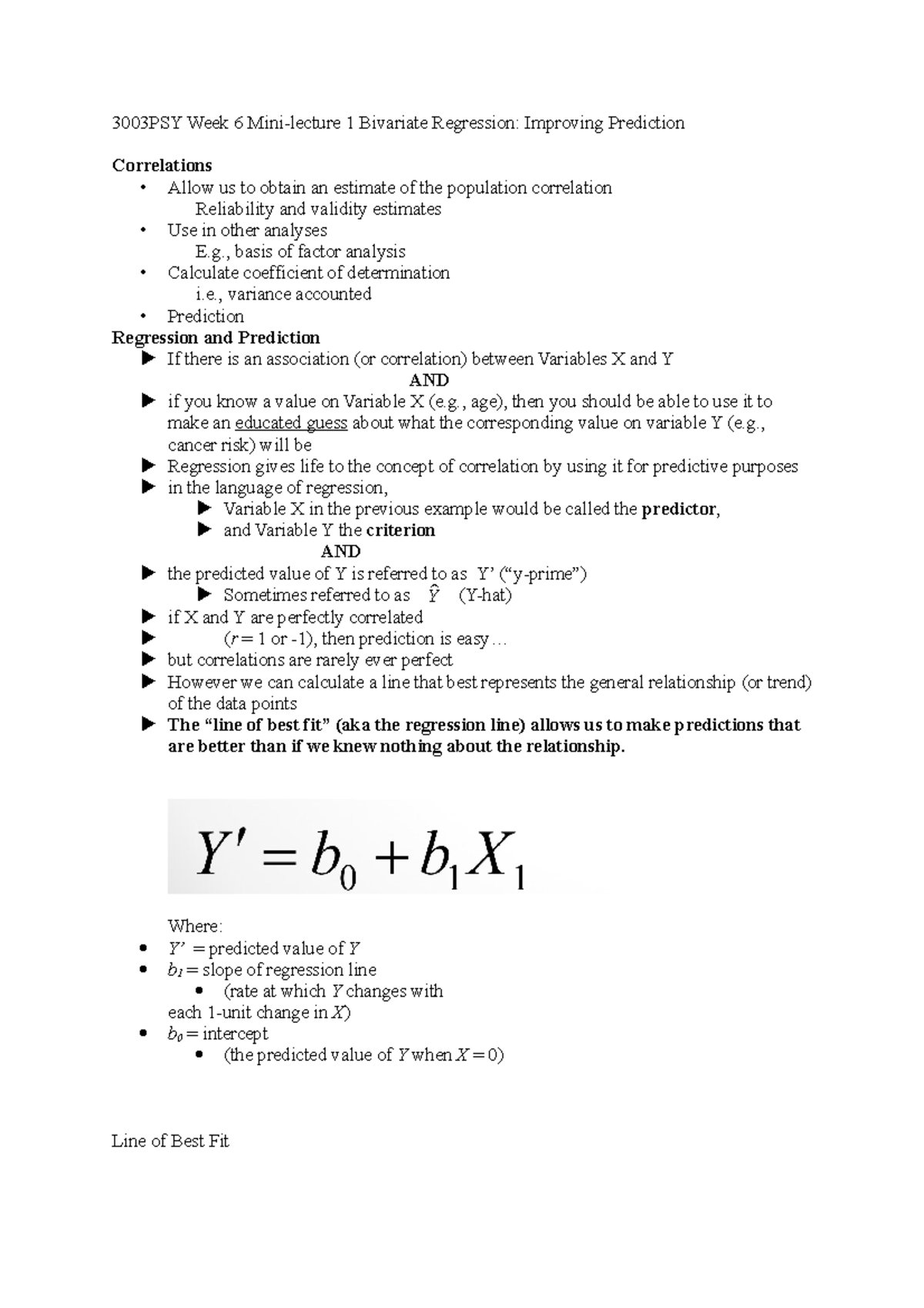 3003PSY Week 6-12 Minilectures - , basis of factor analysis - Calculate coefficient of ...