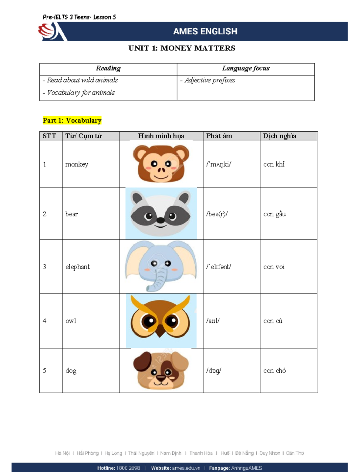 05. Learning Guide - Unit 1 - Lesson 3 R - Pre-IELTS 3 Teens- Lesson 5 ...