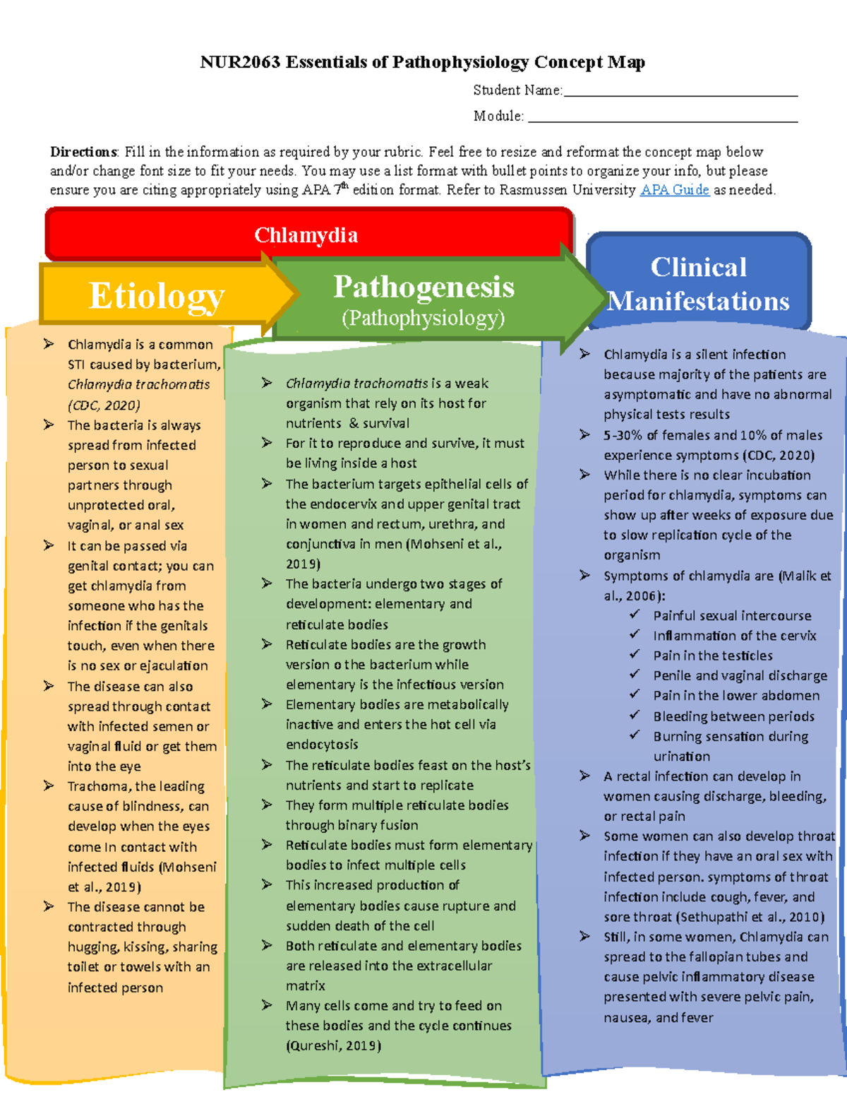 NUR2063 Concept Map Template - NUR2063 Essentials of Pathophysiology ...