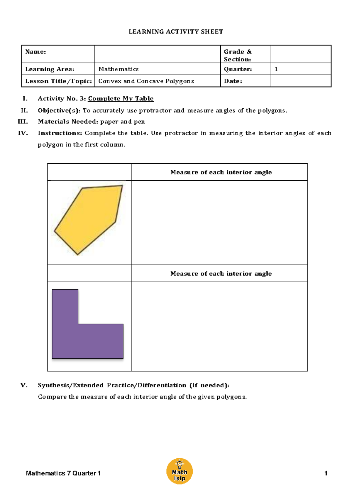 Measuring Convex and Concave Polygon - Mathematics 7 Quarter 1 1 ...
