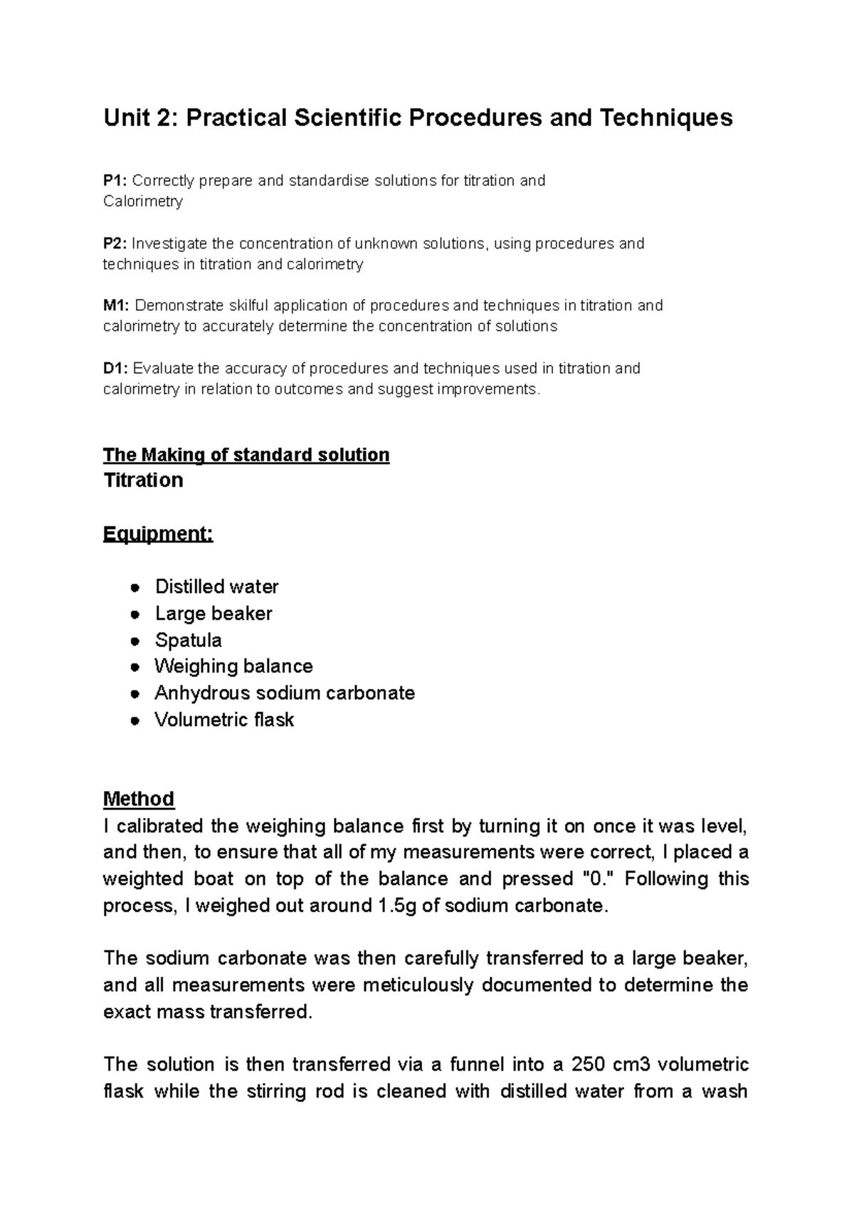 U2 A1 Released - to help - Unit 2: Practical Scientific Procedures and ...