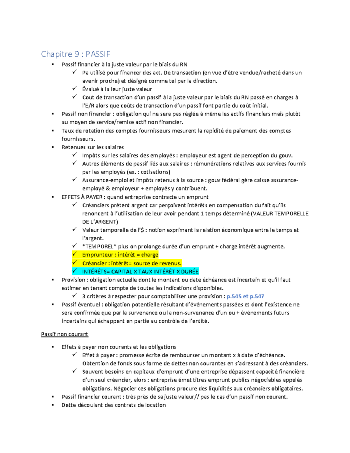 Sco1250 chapitre 9 - Chapitre 9 : PASSIF Passif financier à la juste valeur par le biais du RN ...