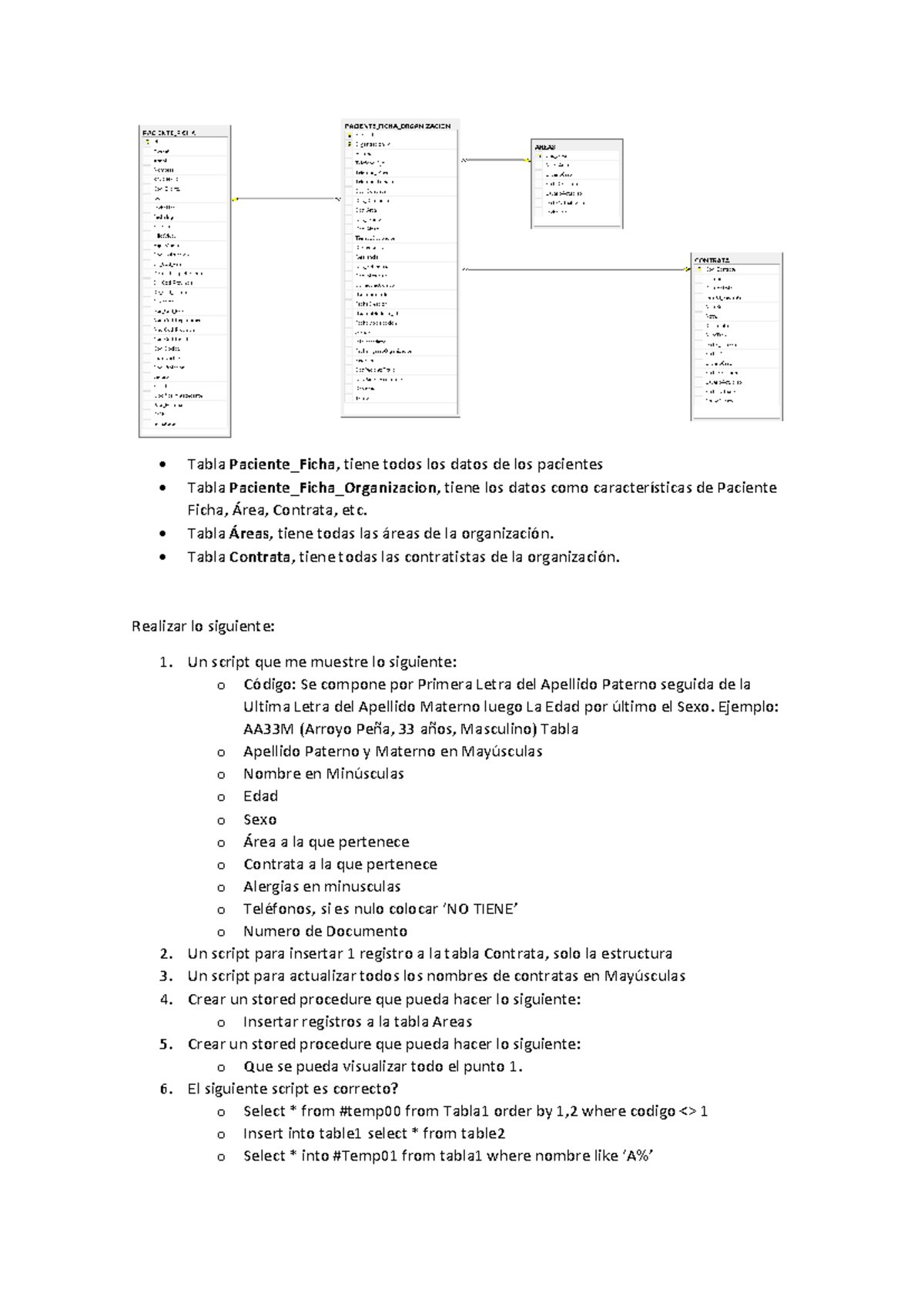 Examen Sql T2 Base De Datos Sql Tabla Pacienteficha Tiene Todos Los Datos De Los 