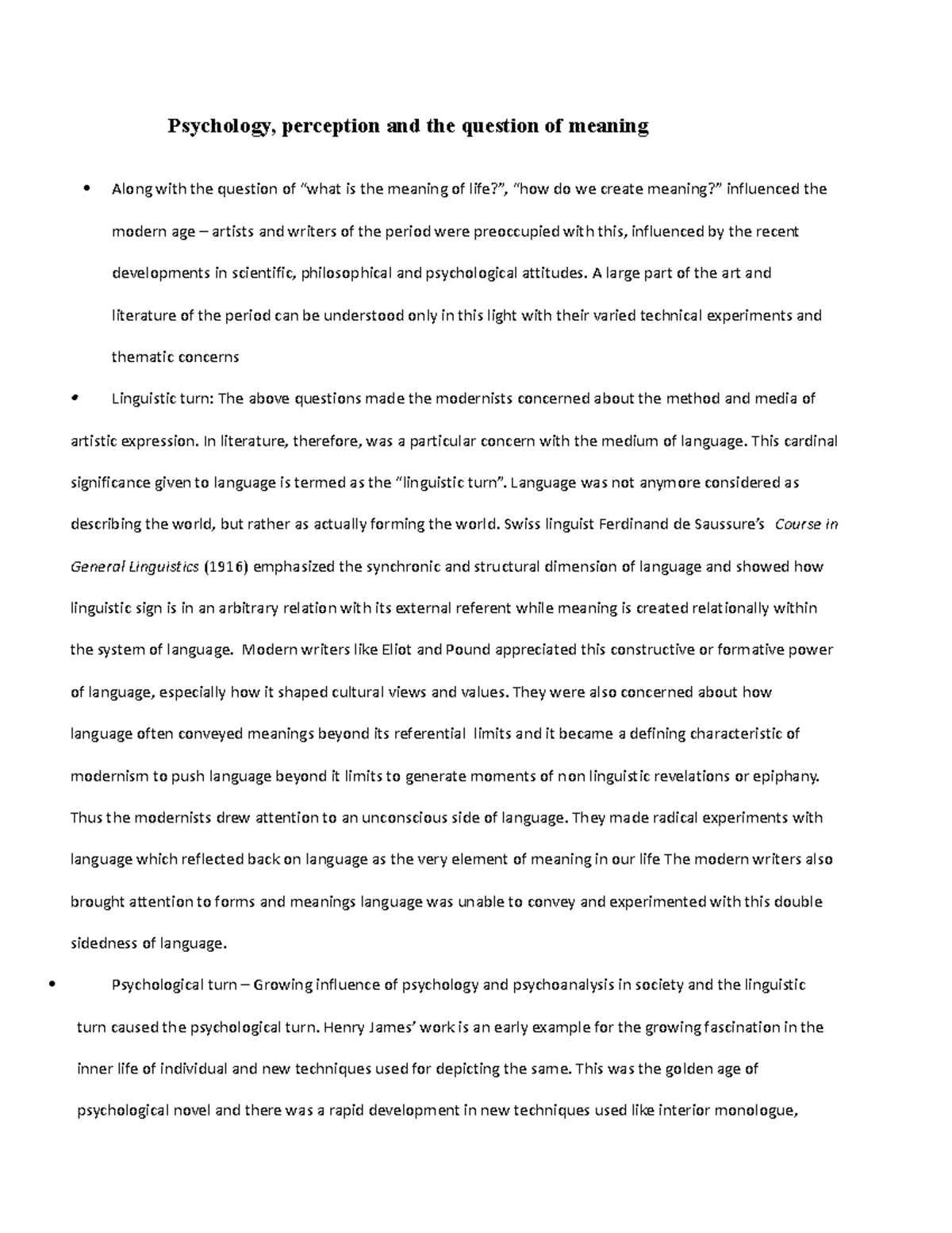 Psychology, Perception and Relativity of Knowledge - Psychology ...