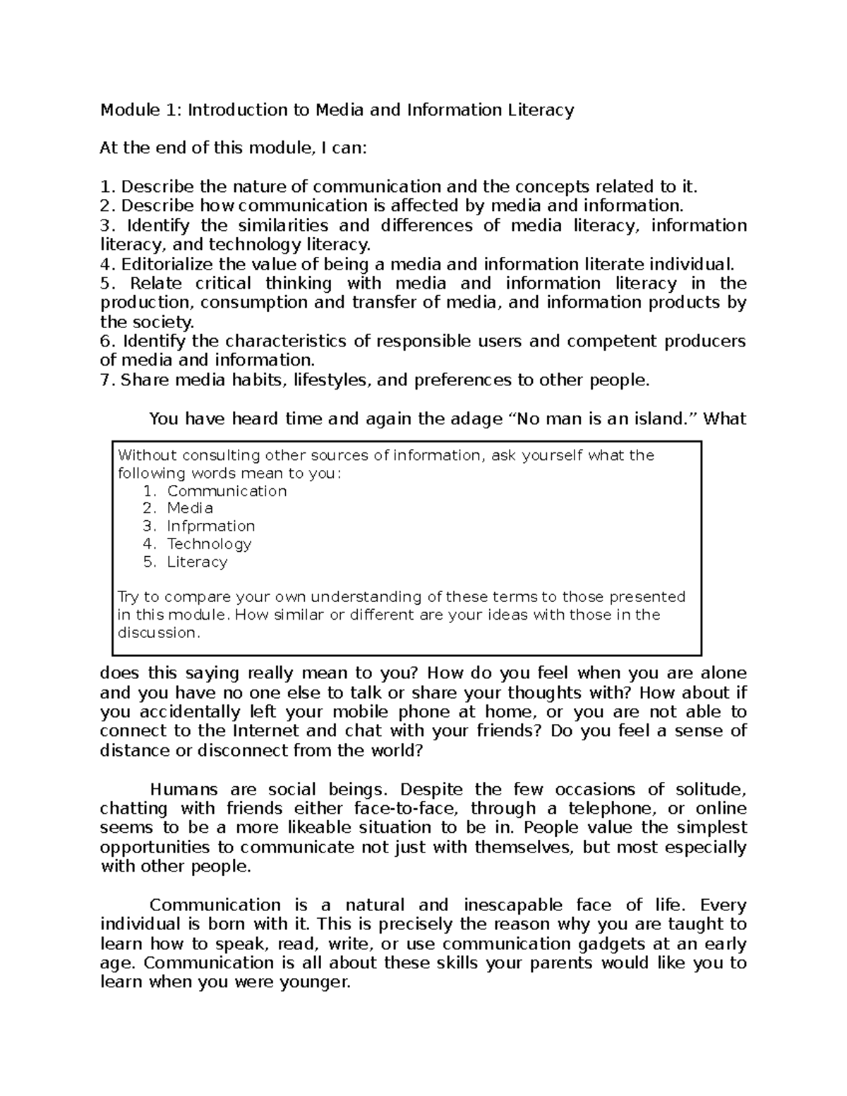 Communication intro - Information literacy is more related to library ...