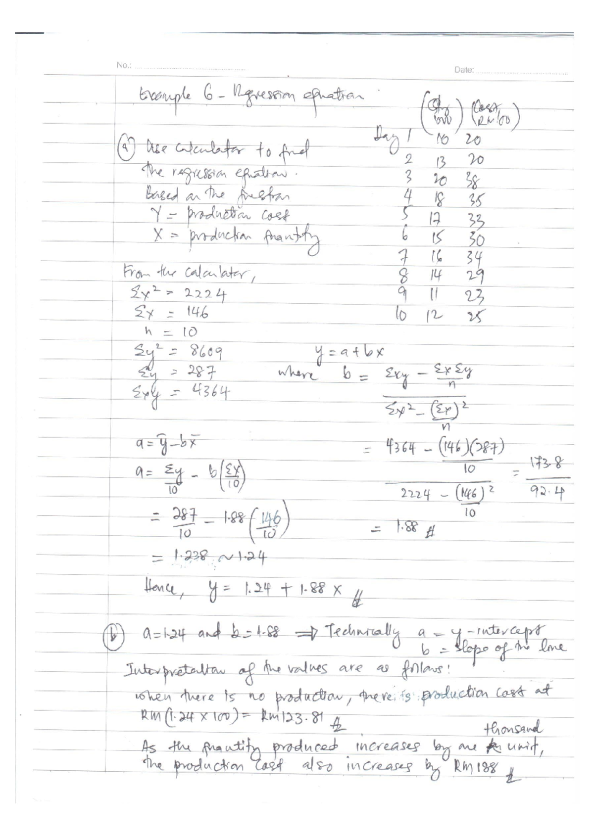 Example Regression Equation - Introduction to Statistics - Studocu