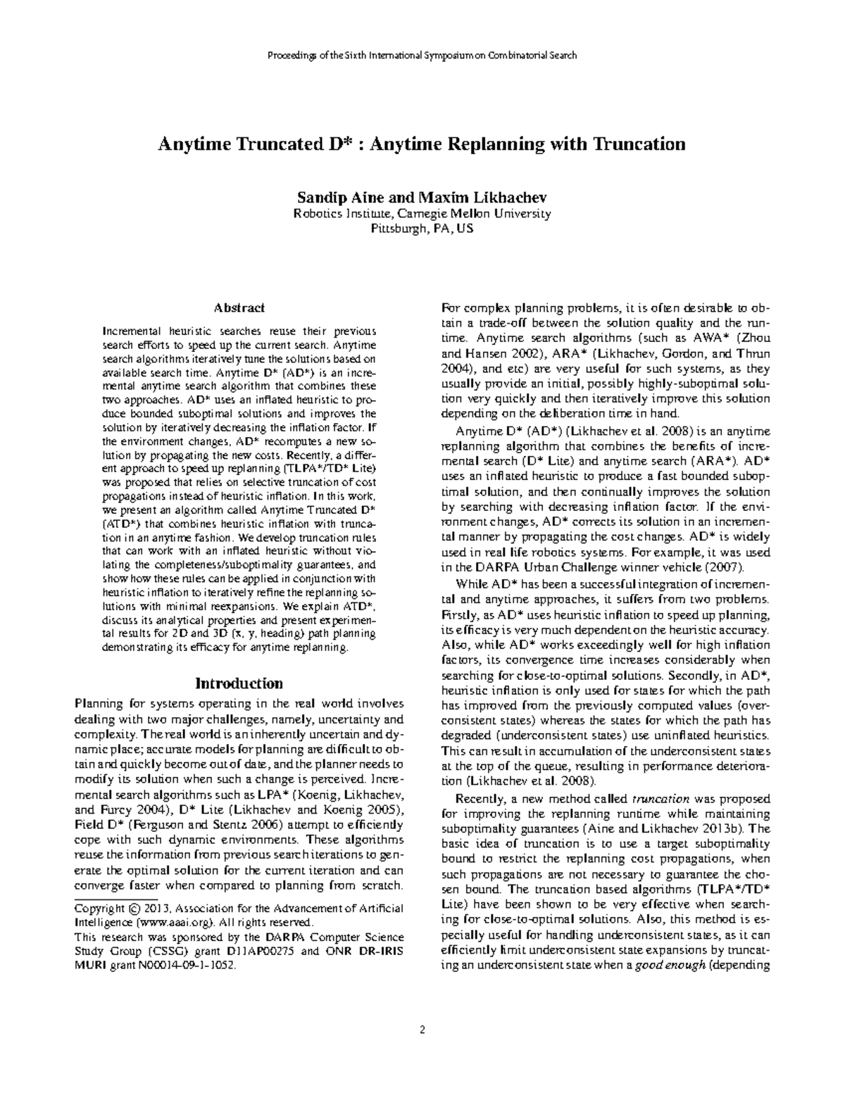 Practical - Anytime truncated d anytime replanning with truncation ...