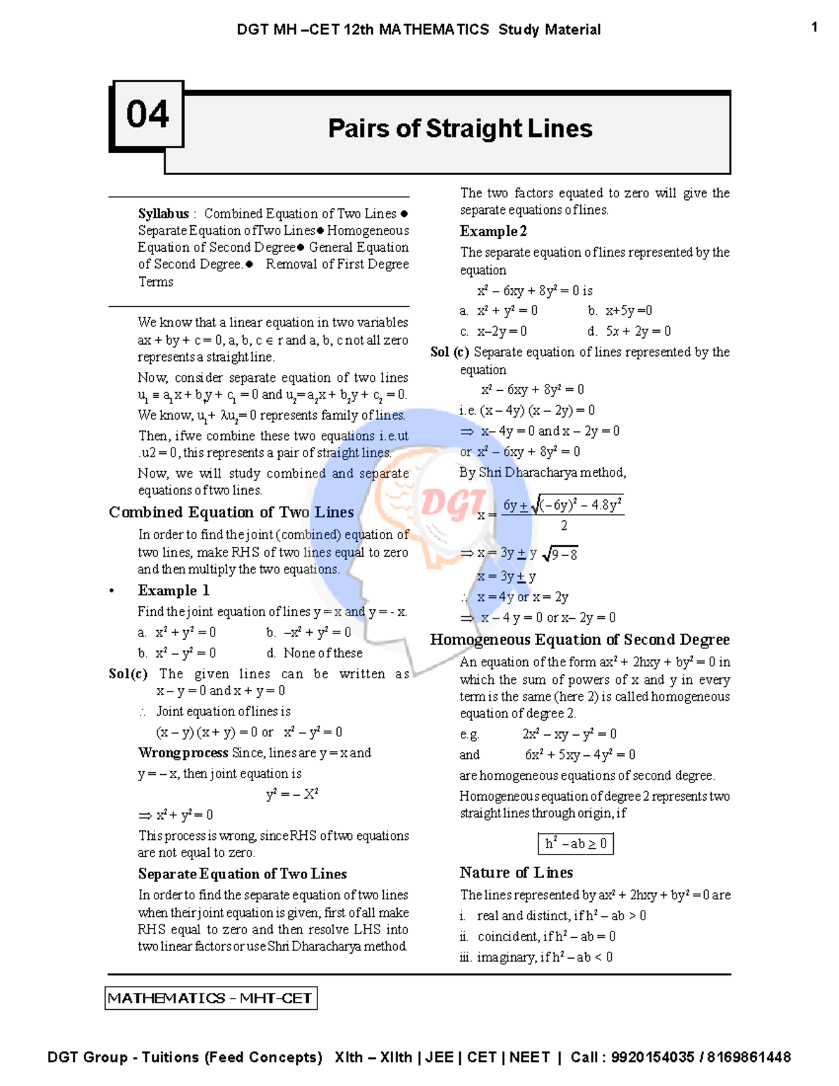 DGT Pair of st - I want maths study and practice materials - Pairs of ...