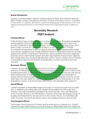 Marketing Analysis - Principles of Marketing MKTG- CAREEM REPORT ...