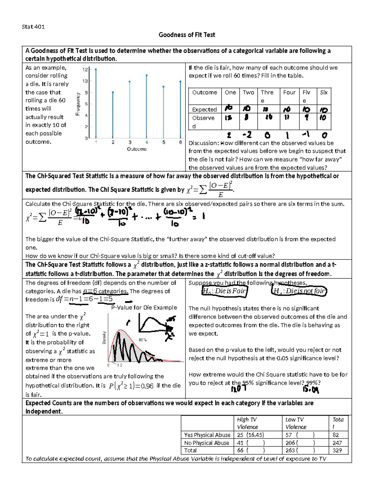 Categorical Worksheet Section 4 - Stat 401 Goodness of Fit Test A ...