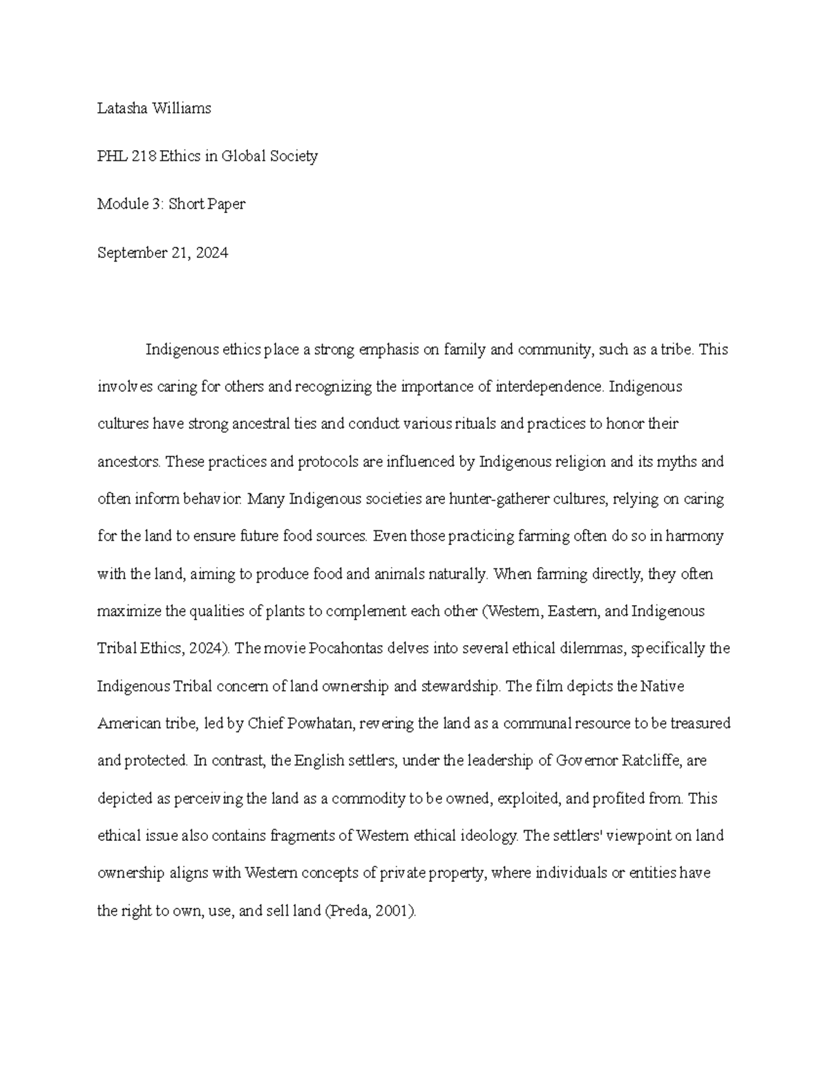 PHL 218 Module 3 Short Paper - Latasha Williams PHL 218 Ethics in ...