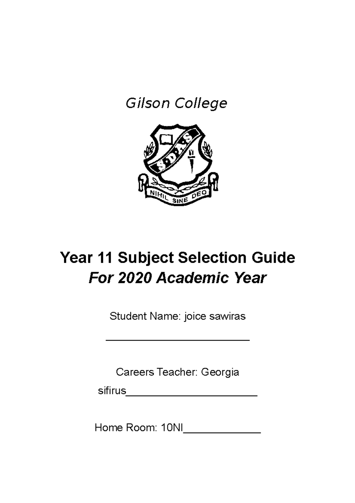 Gilson College these notes contain all the information I have gathered ...
