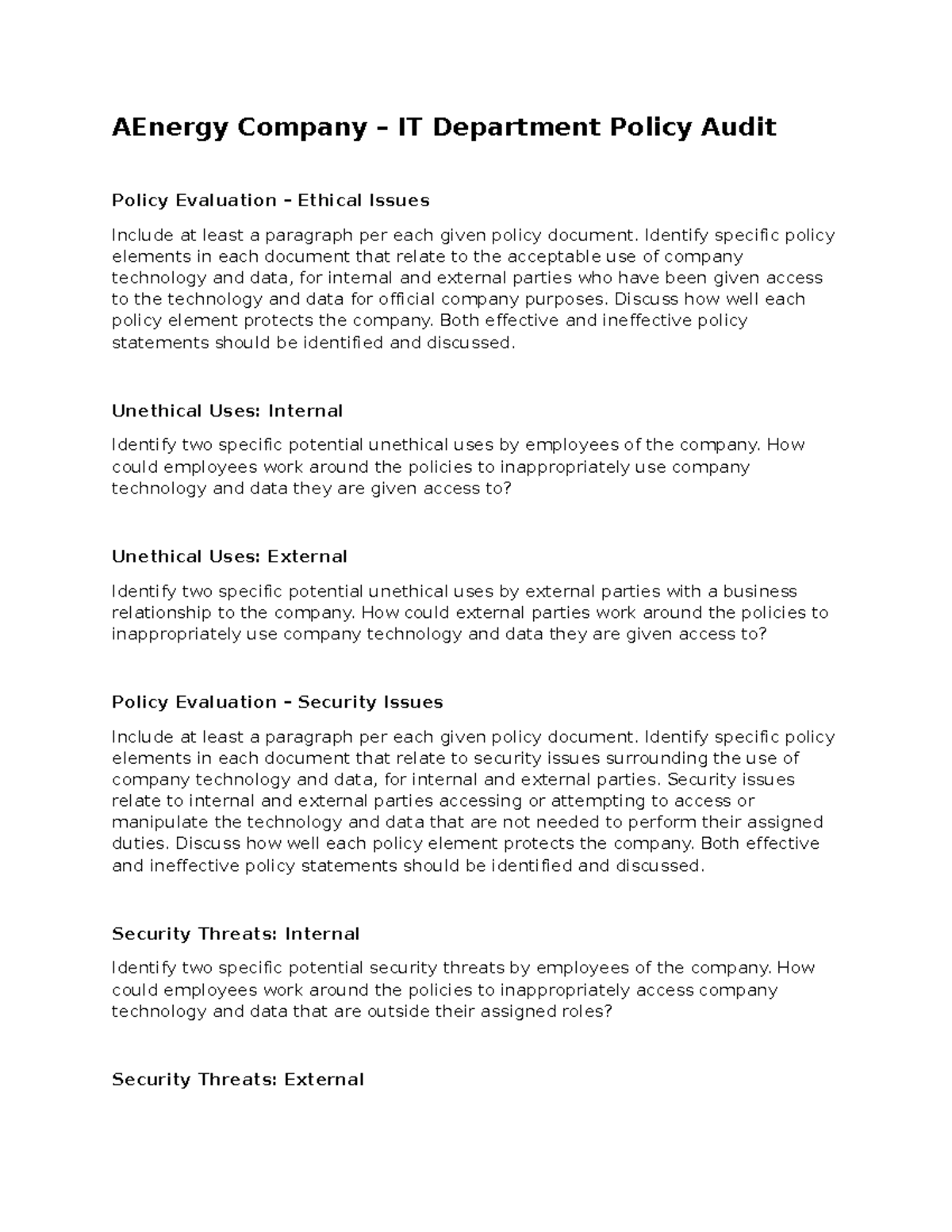Task 3 Template Task3 Aenergy Company It Department Policy Audit