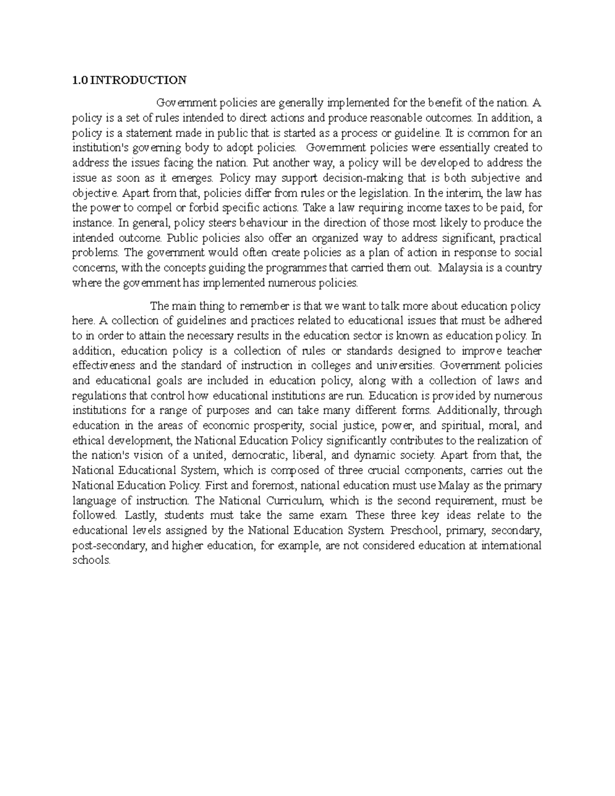 Introduction - pad104 - 1 INTRODUCTION Government policies are ...