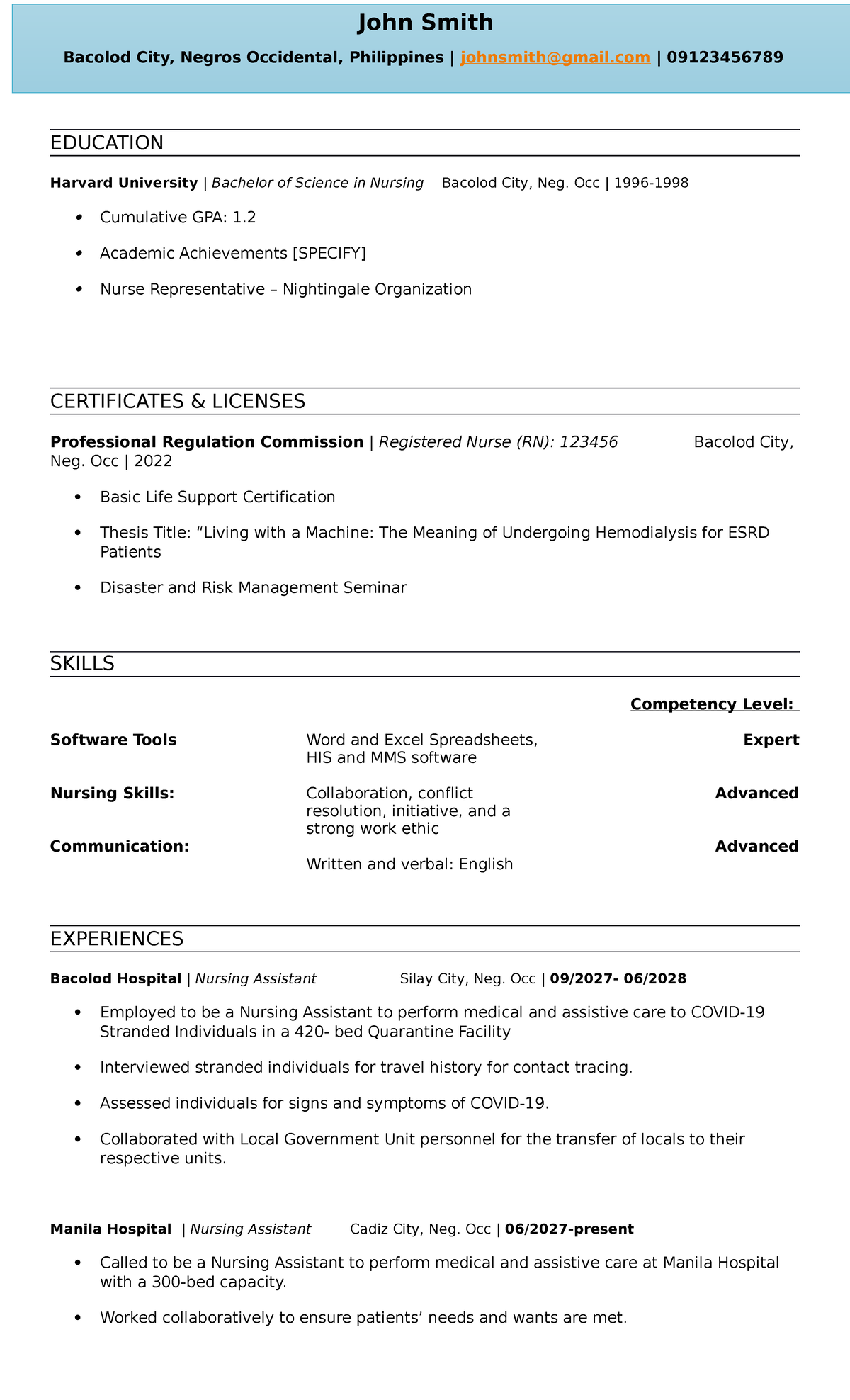 Resume-format - EDUCATION Harvard University | Bachelor of Science in ...