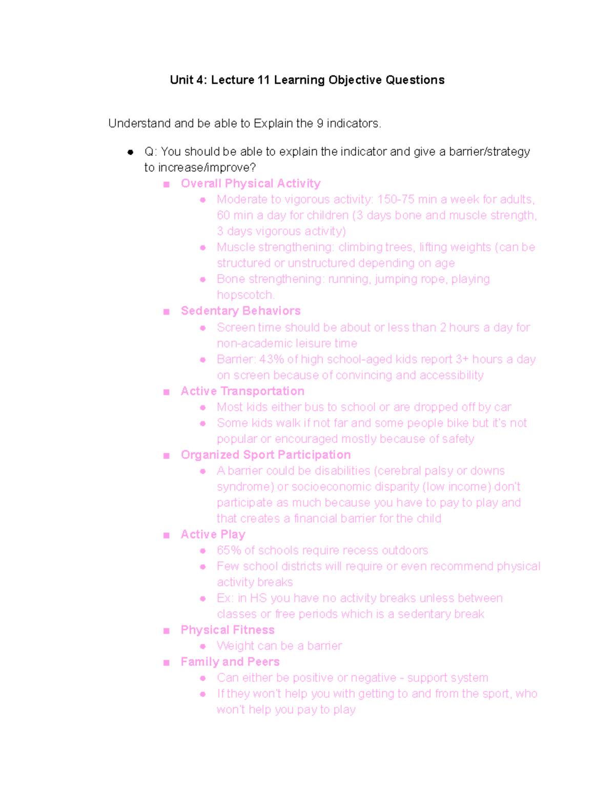 Unit 4 Lecture 11 - Uni 4: Lecre 11 Learning Objecie Qesions Underand and be able o Eplain he 9 ...