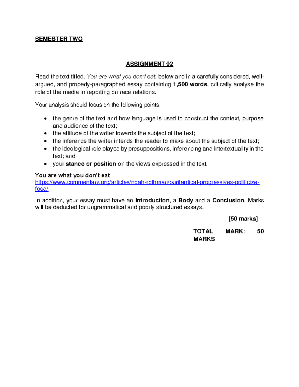 Assessment 02 (S2) c502ad333eef269716733 a06eeeb7fb8 - SEMESTER TWO ...
