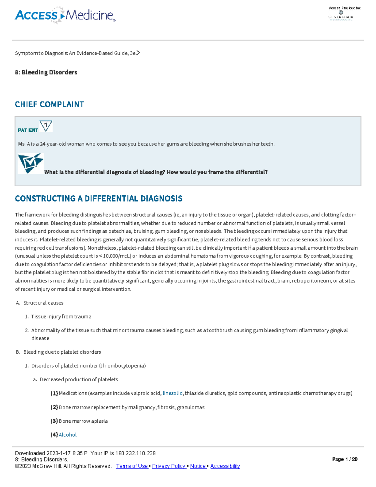 8 Bleeding Disorders - lectura pm sem 3 - Symptom to Diagnosis: An ...