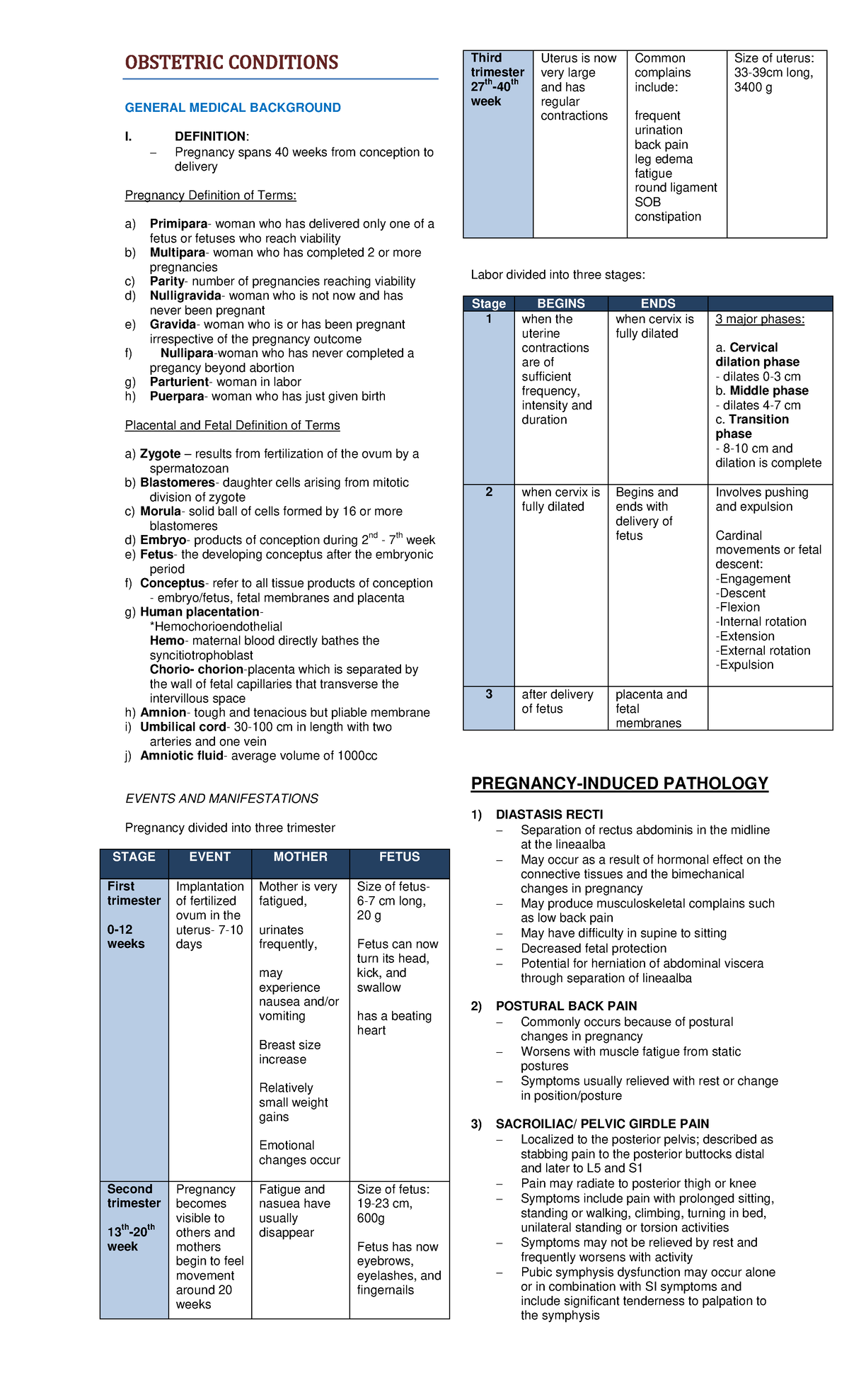 Obstetric - For Revalida Compilation - OBSTETRIC CONDITIONS GENERAL ...