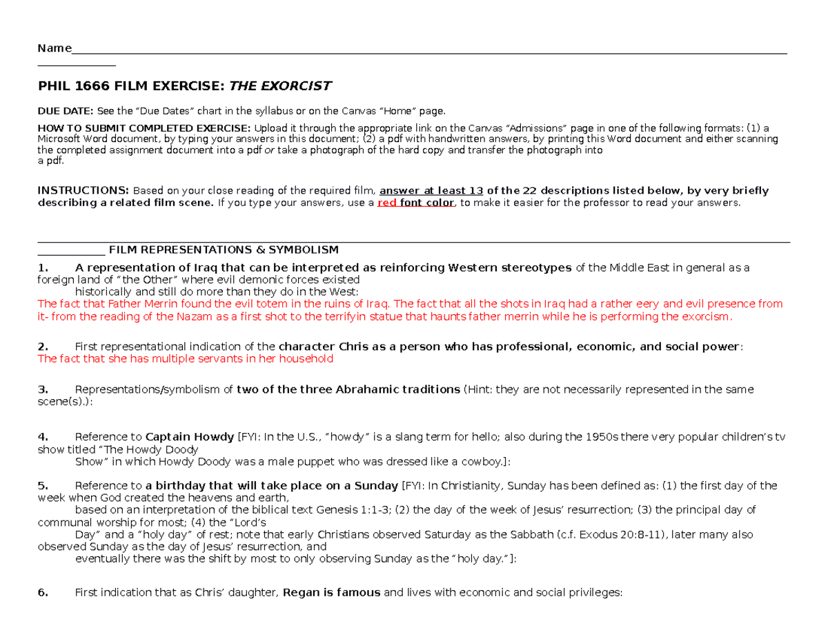 The Exorcist exercise-4 - - Studocu