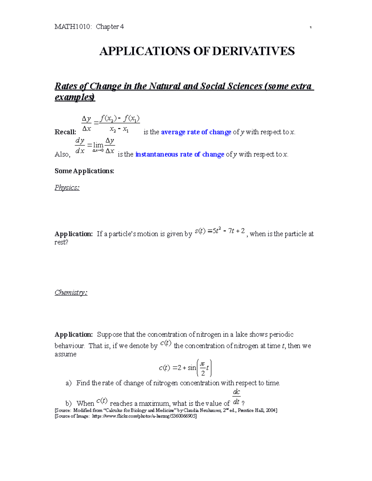 Mod5 applicrelrates - LECTURE NOTES - APPLICATIONS OF DERIVATIVES Rates ...