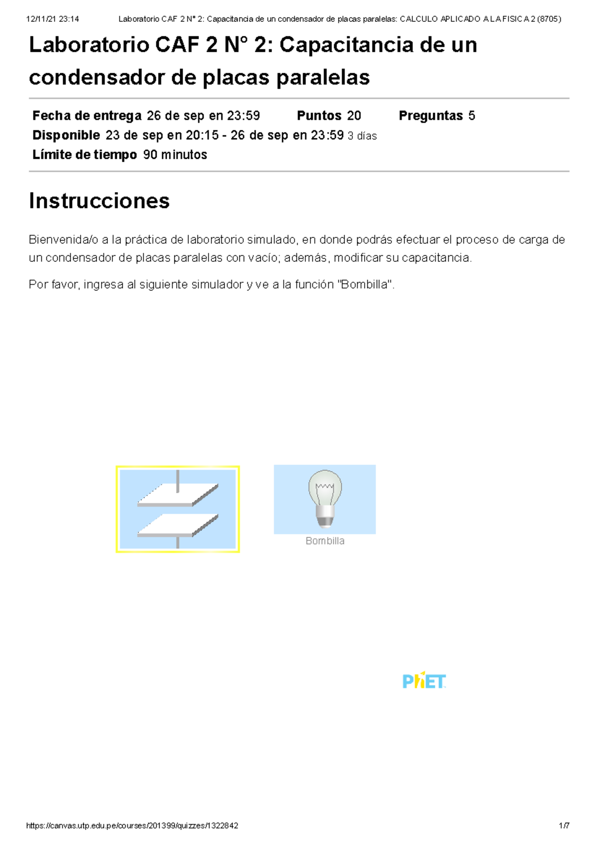 Laboratorio CAF 2 N° 2 Capacitancia de un condensador de placas paralelas Calculo Aplicado A LA ...