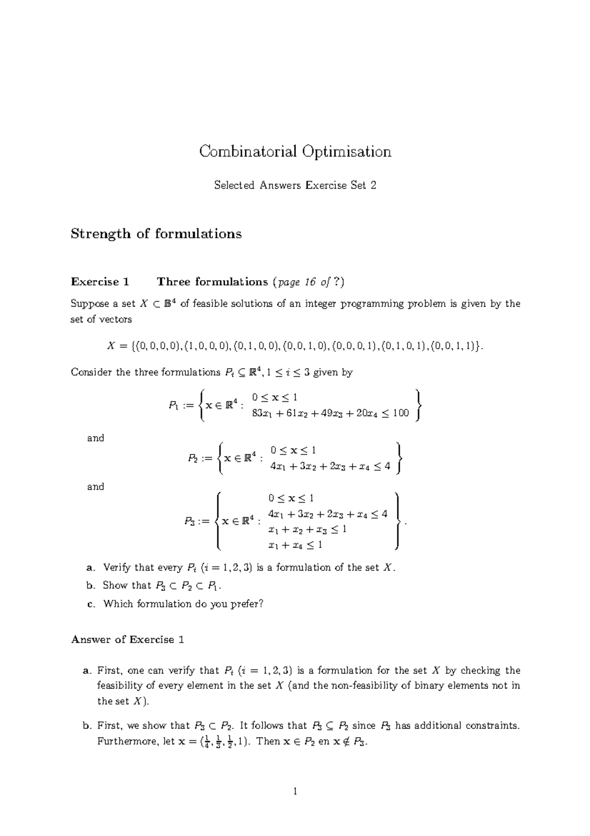 Combinatorisch Optimaliseren - Uitwerkingen Exerciseset 2 - Combinatorial Optimisation Selected ...