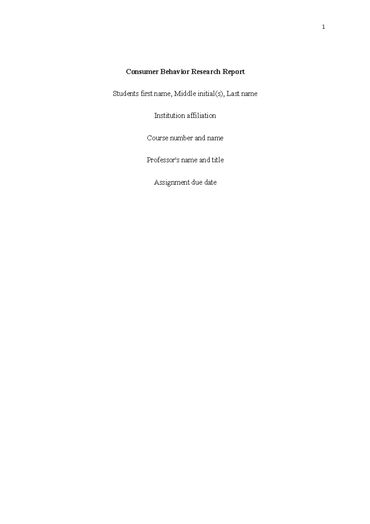Consumer Behavior Research Report.edited - Copy - Consumer Behavior ...