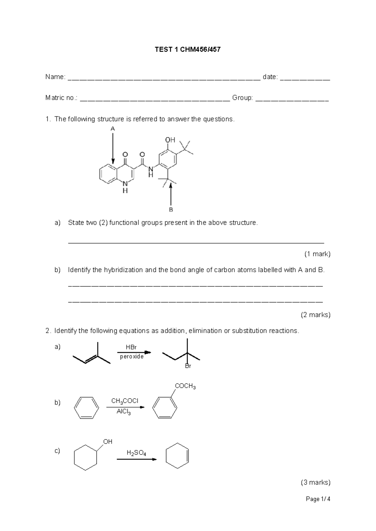 TEST 1 - TEST 1 CHM456/ Name ...