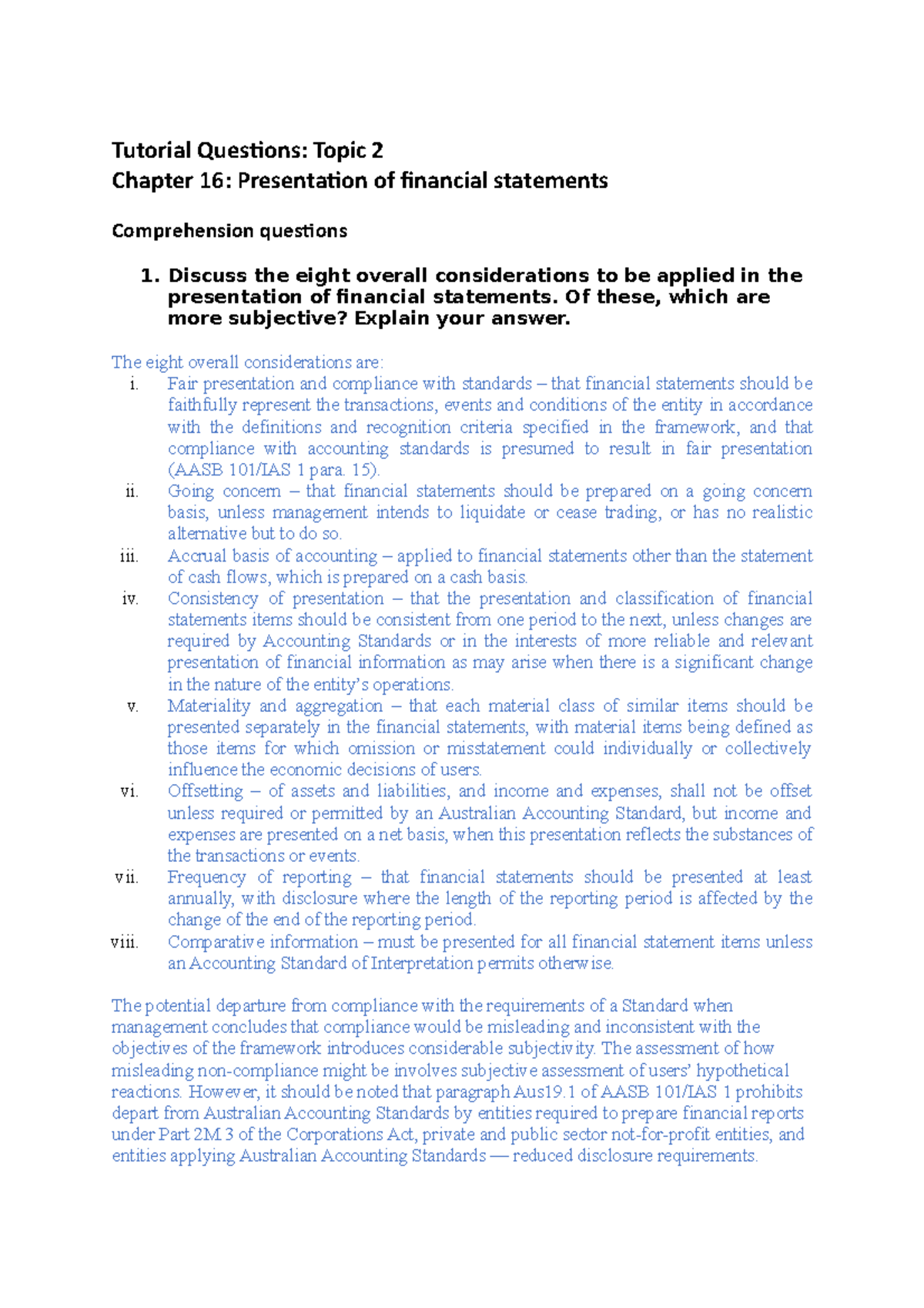 BUSN2015 Tutorial Questions 2 - Tutorial Questions: Topic 2 Chapter 16 ...