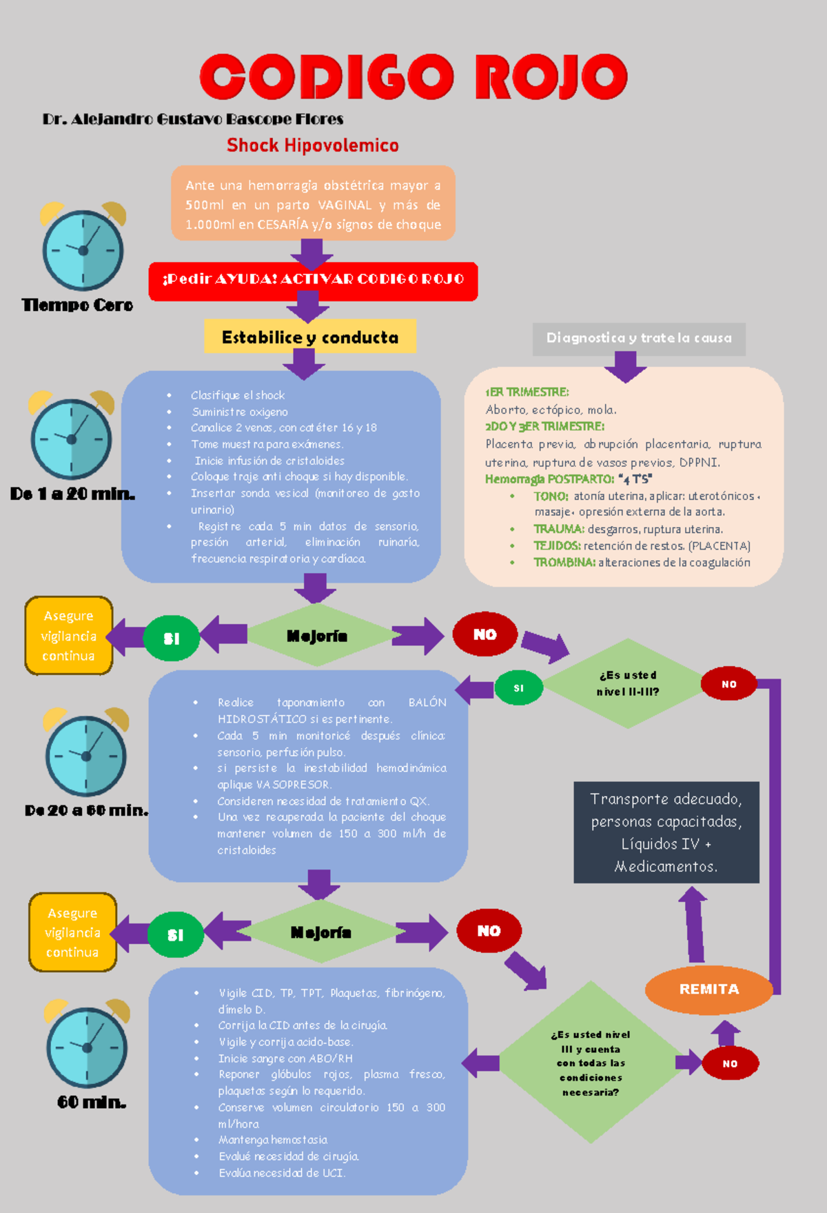 Algoritmo Codigo ROJO - Ante una hemorragia obstétrica mayor a 500ml en un parto VAGINAL y más ...